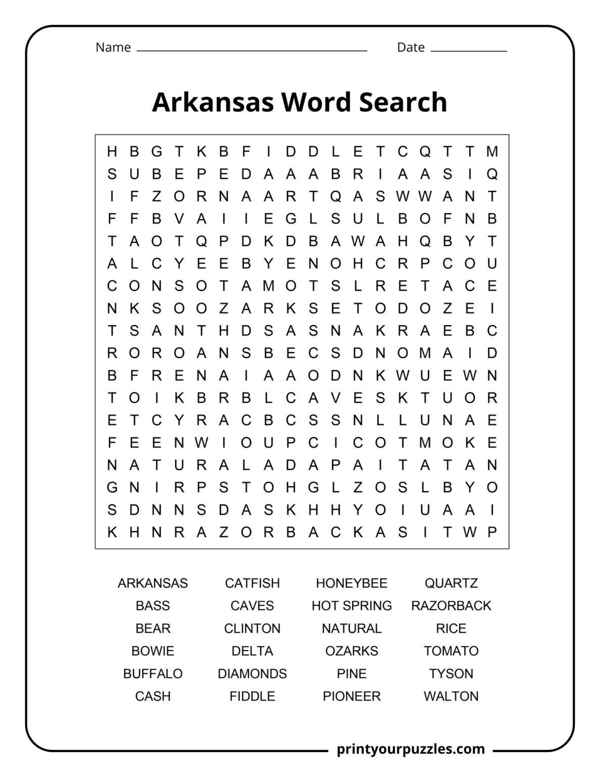 US States Word Searches | Print Your Puzzles