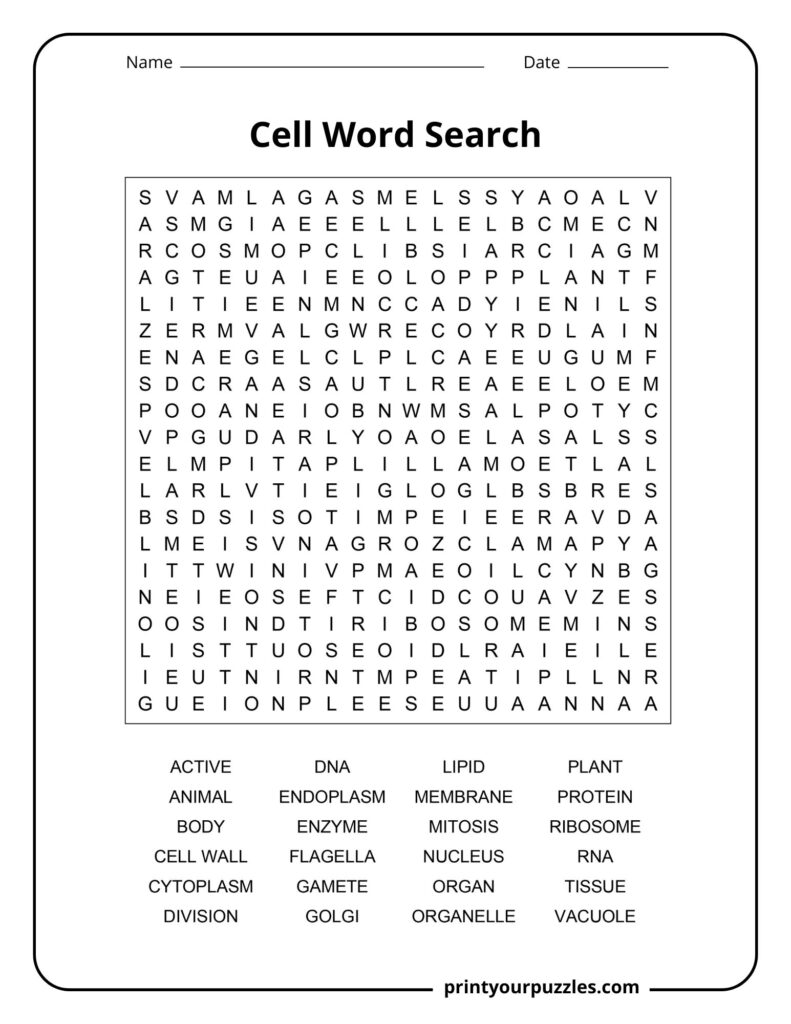 Cell Word Search | Print Your Puzzles