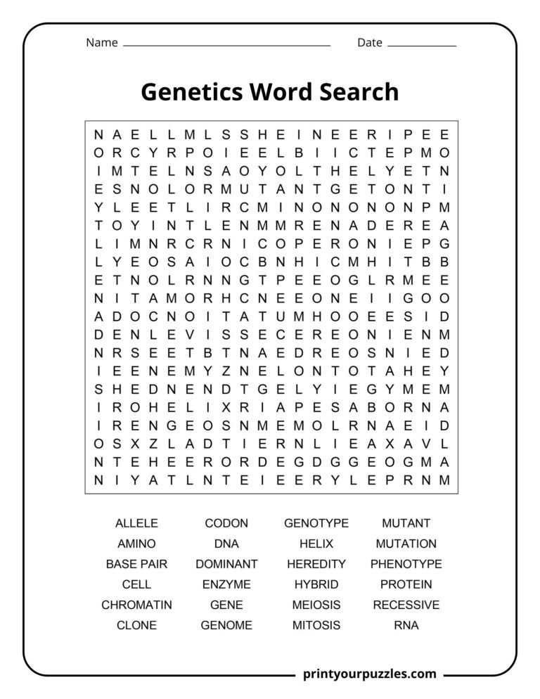 Genetics Word Search | Print Your Puzzles