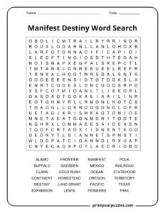 Manifest Destiny Word Search | Print Your Puzzles