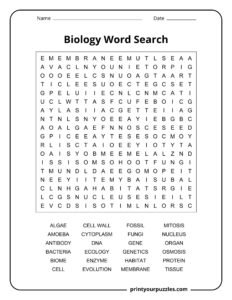 Biology Word Search | Print Your Puzzles