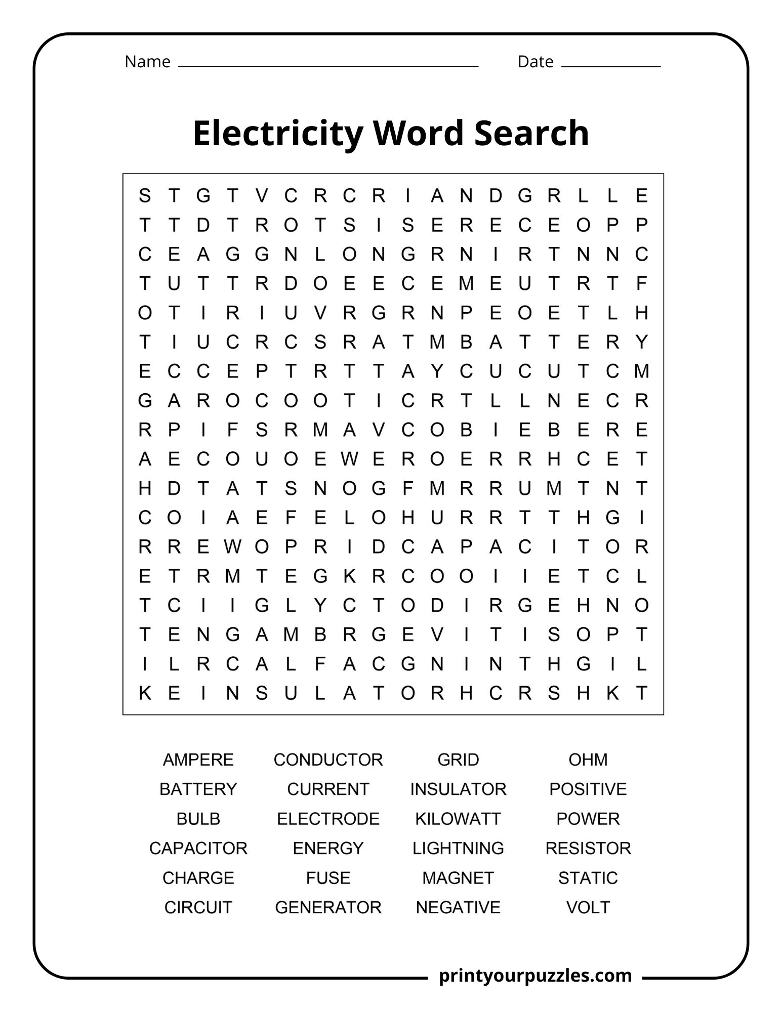 Science Word Searches | Print Your Puzzles