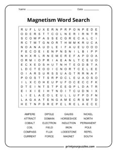 Magnetism Word Search | Print Your Puzzles
