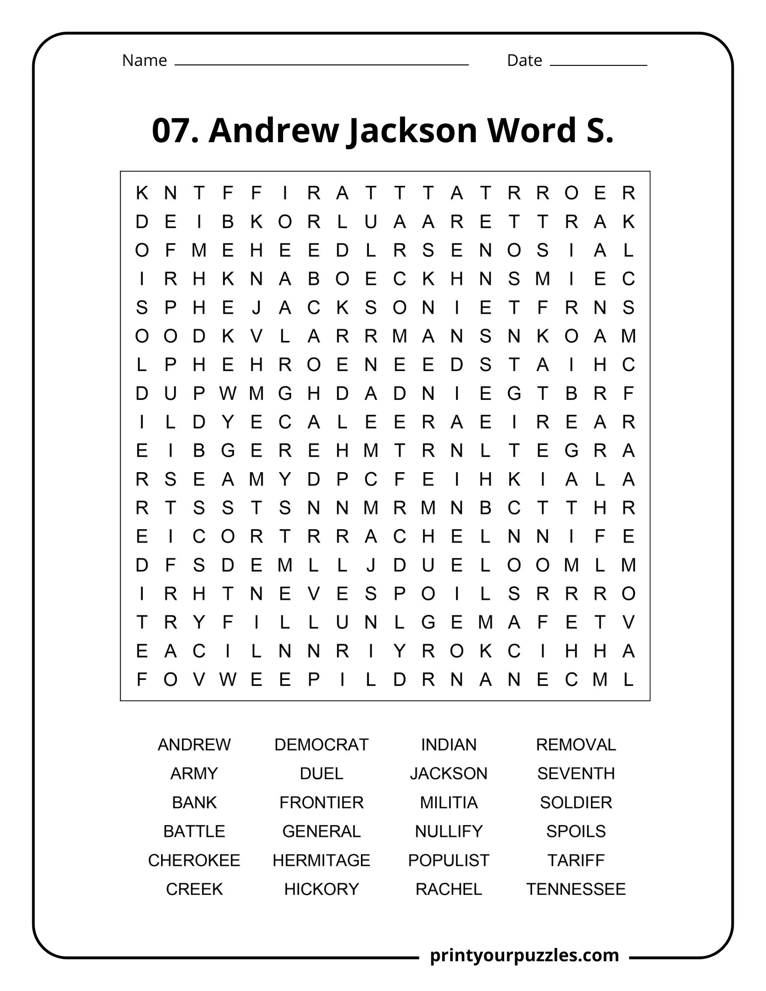 US Presidents Word Searches | Print Your Puzzles