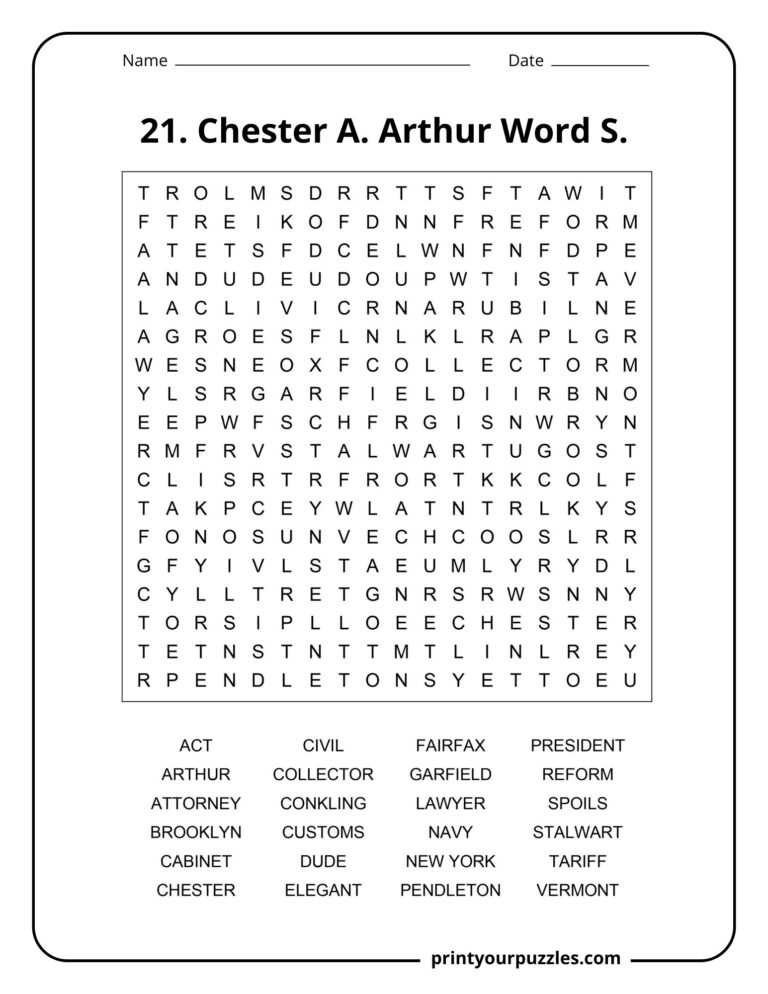 US Presidents Word Searches | Print Your Puzzles