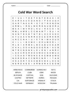 Cold War Word Search | Print Your Puzzles