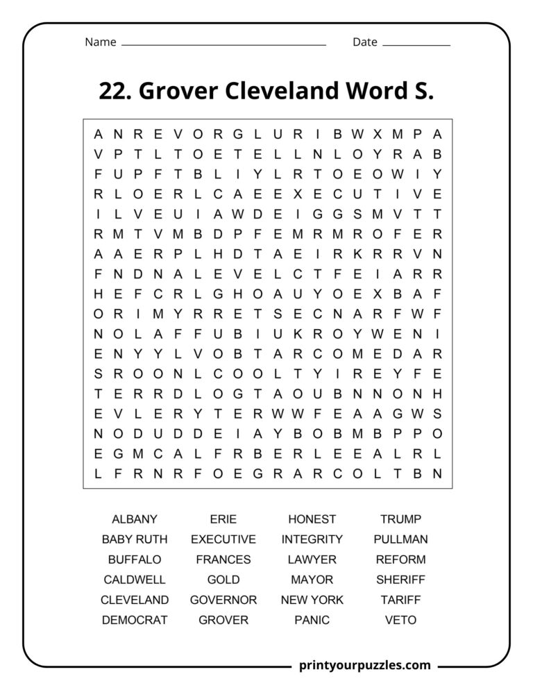 US Presidents Word Searches | Print Your Puzzles