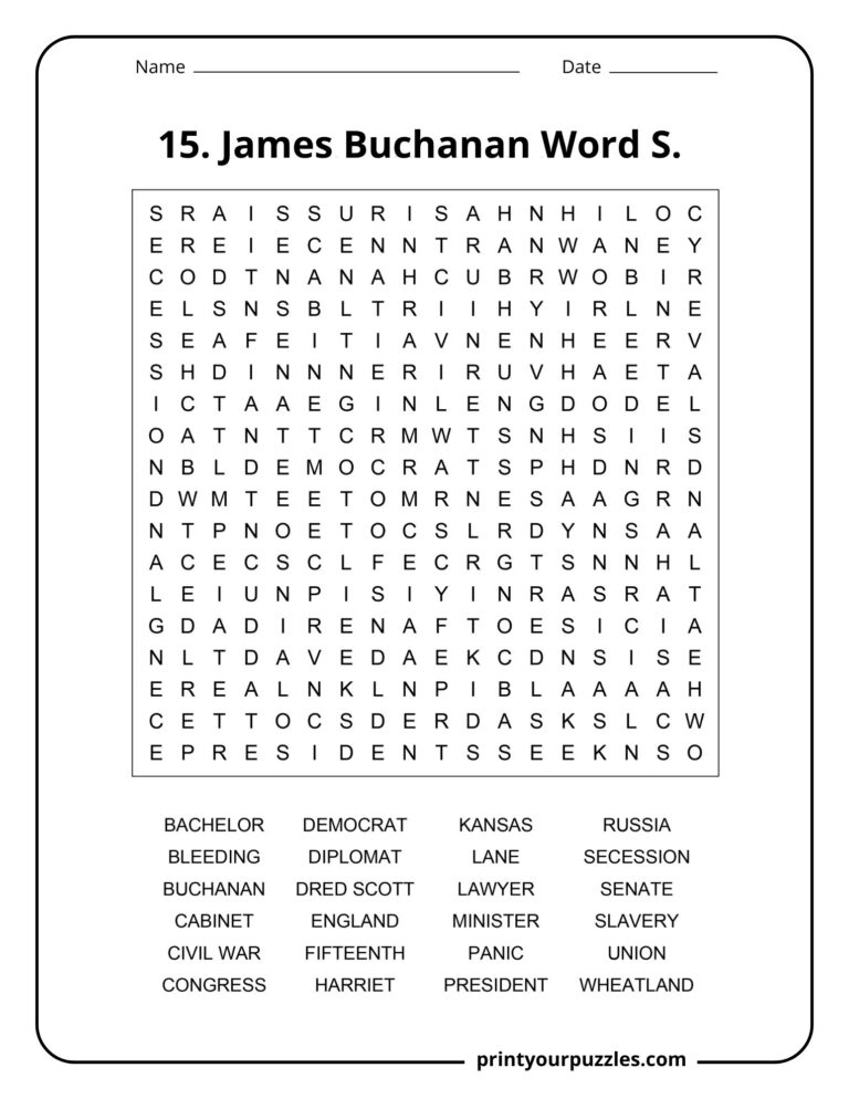 US Presidents Word Searches | Print Your Puzzles