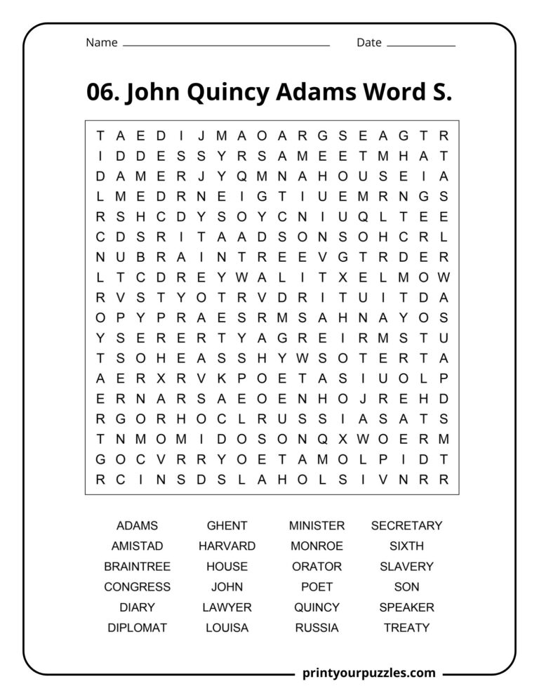 US Presidents Word Searches | Print Your Puzzles