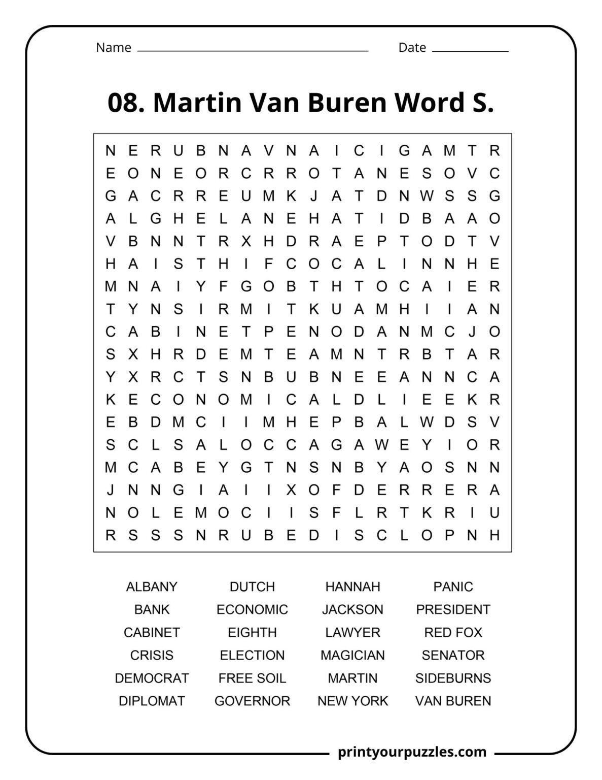 US Presidents Word Searches | Print Your Puzzles
