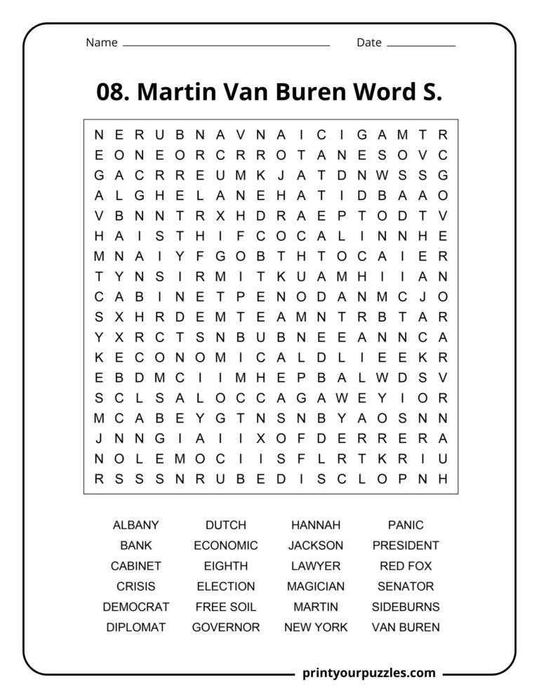 US Presidents Word Searches | Print Your Puzzles