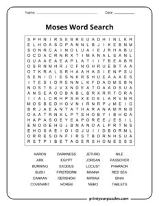 Moses Word Search | Print Your Puzzles