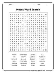Moses Word Search | Print Your Puzzles