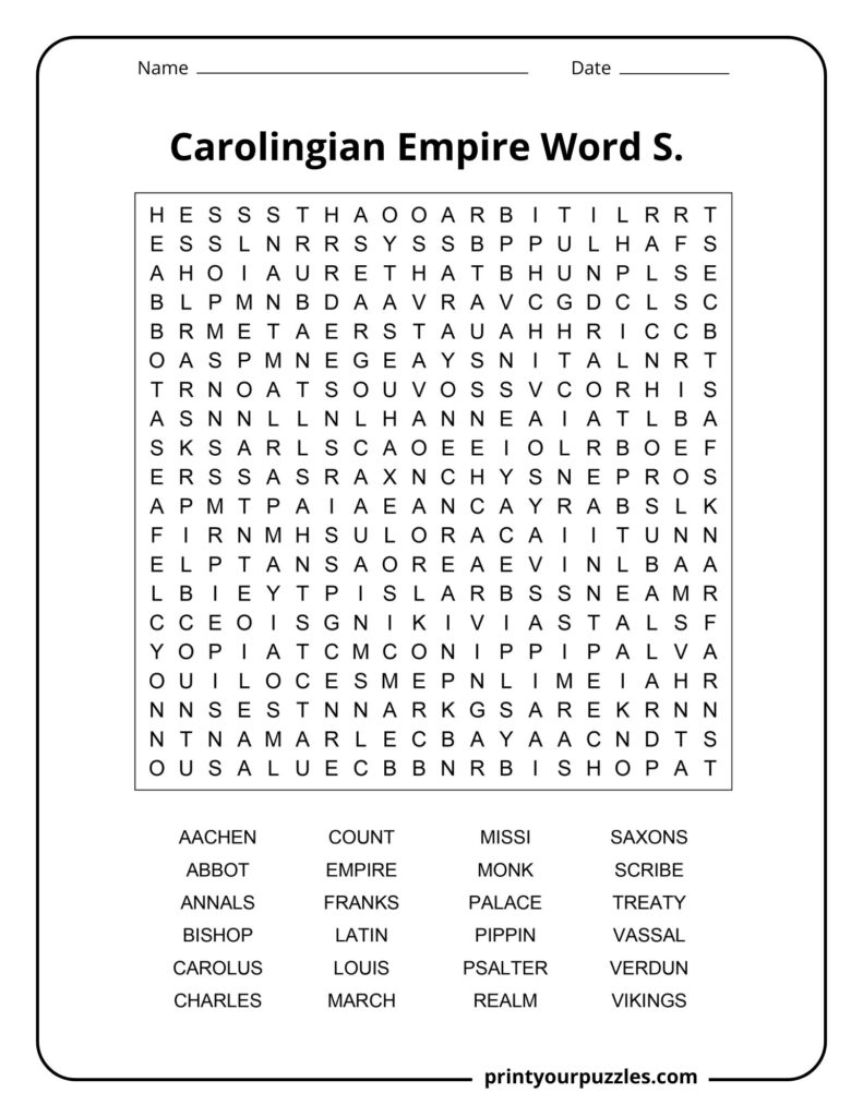 Carolingian Empire Word Search | Print Your Puzzles