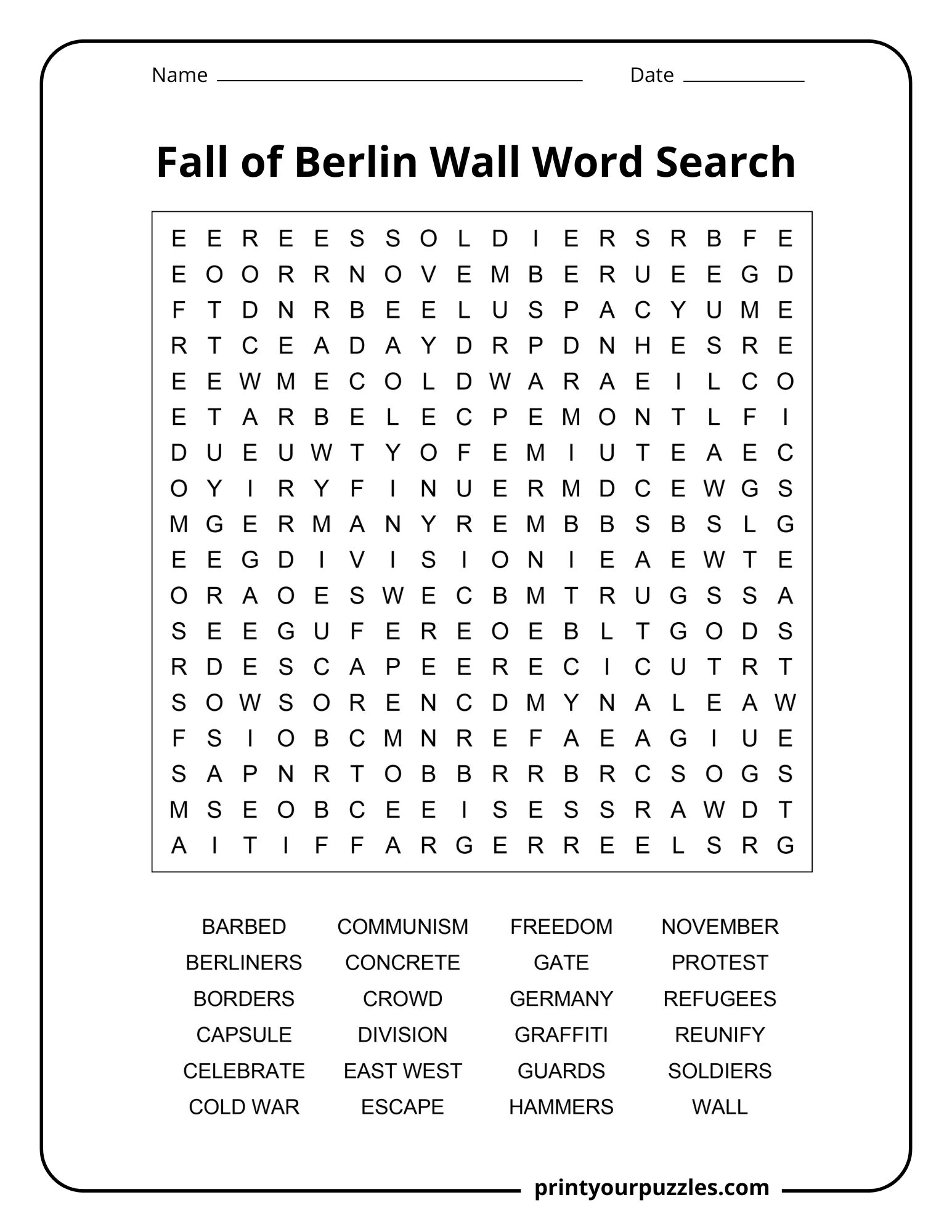Periodic Table Word Search | Print Your Puzzles