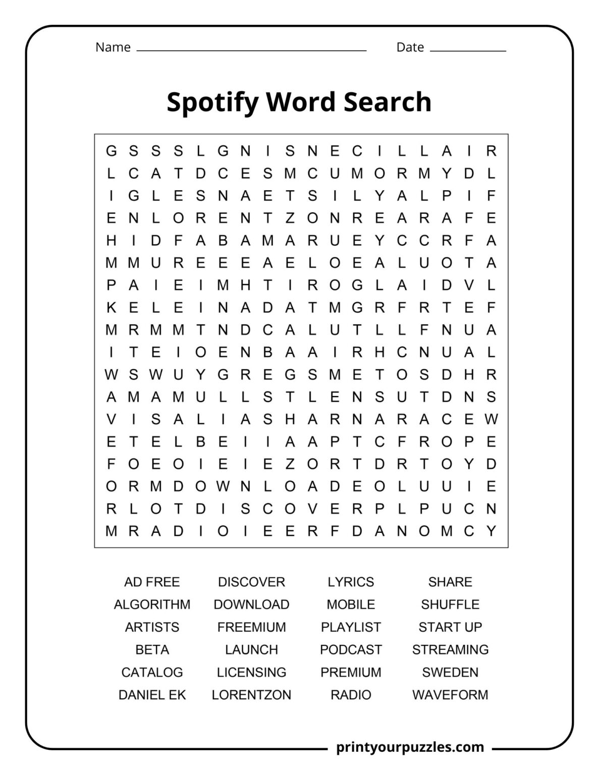 Word Searches | Print Your Puzzles