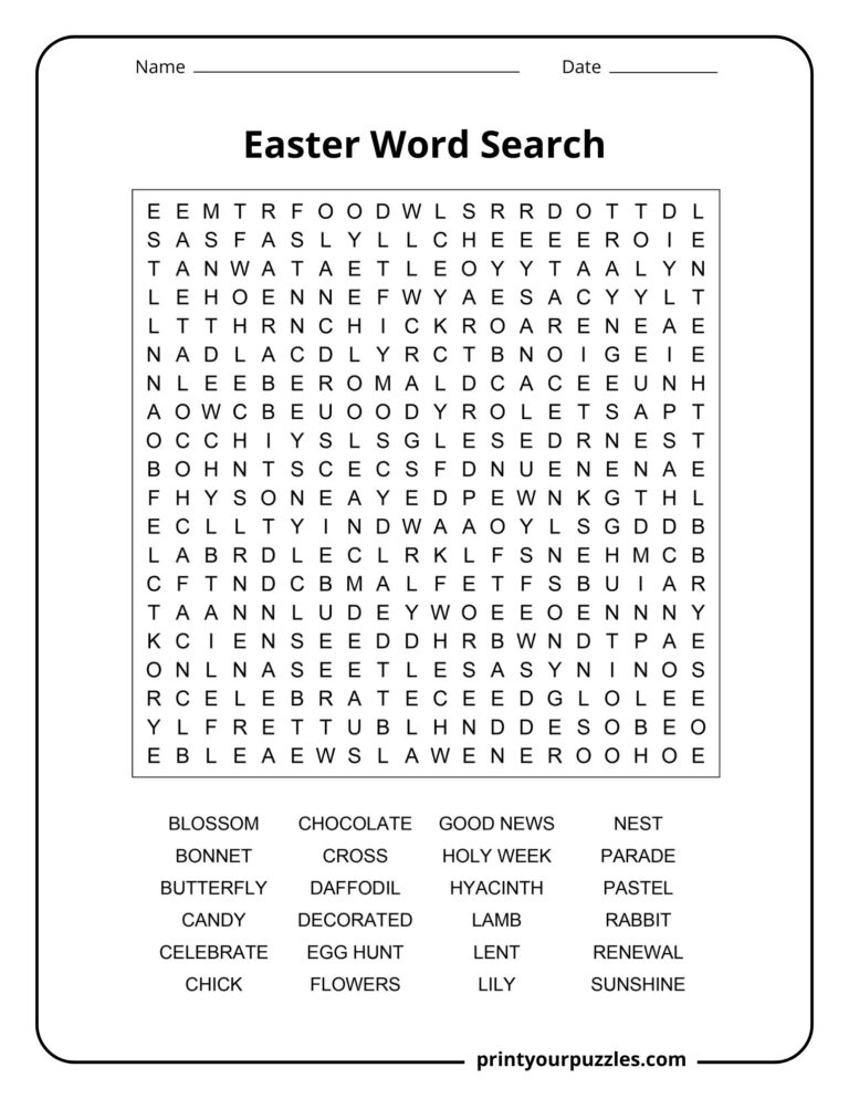Easter Word Search | Print Your Puzzles