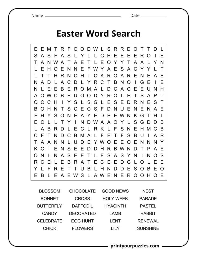 Easter Word Search | Print Your Puzzles